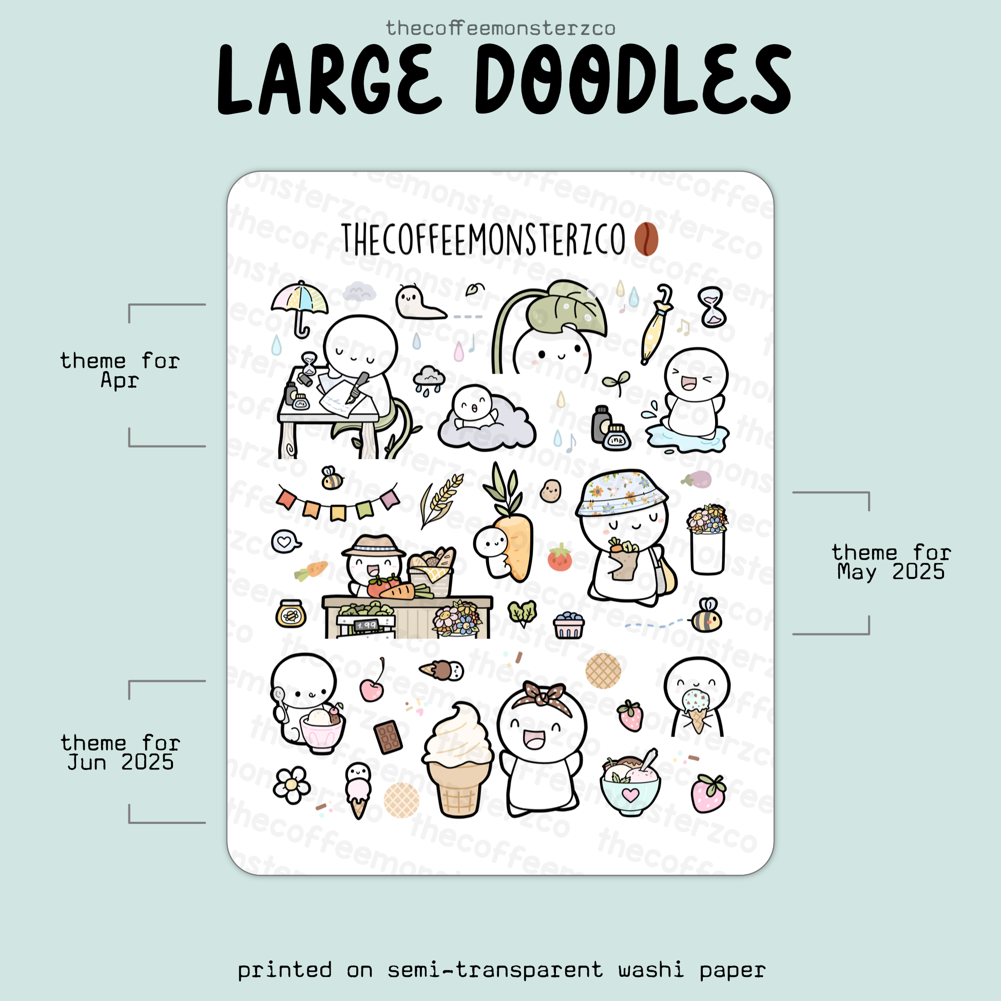 Large Doodle Stickers – TheCoffeeMonsterzCo